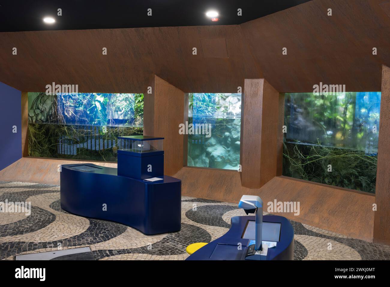 Vasco da Gama Aquarium interior in Alges, Lisbon District, Portugal ...