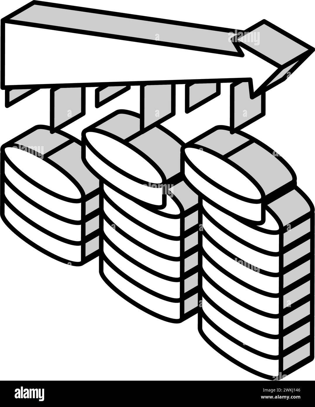 growth trend gold coin isometric icon vector illustration Stock Vector ...