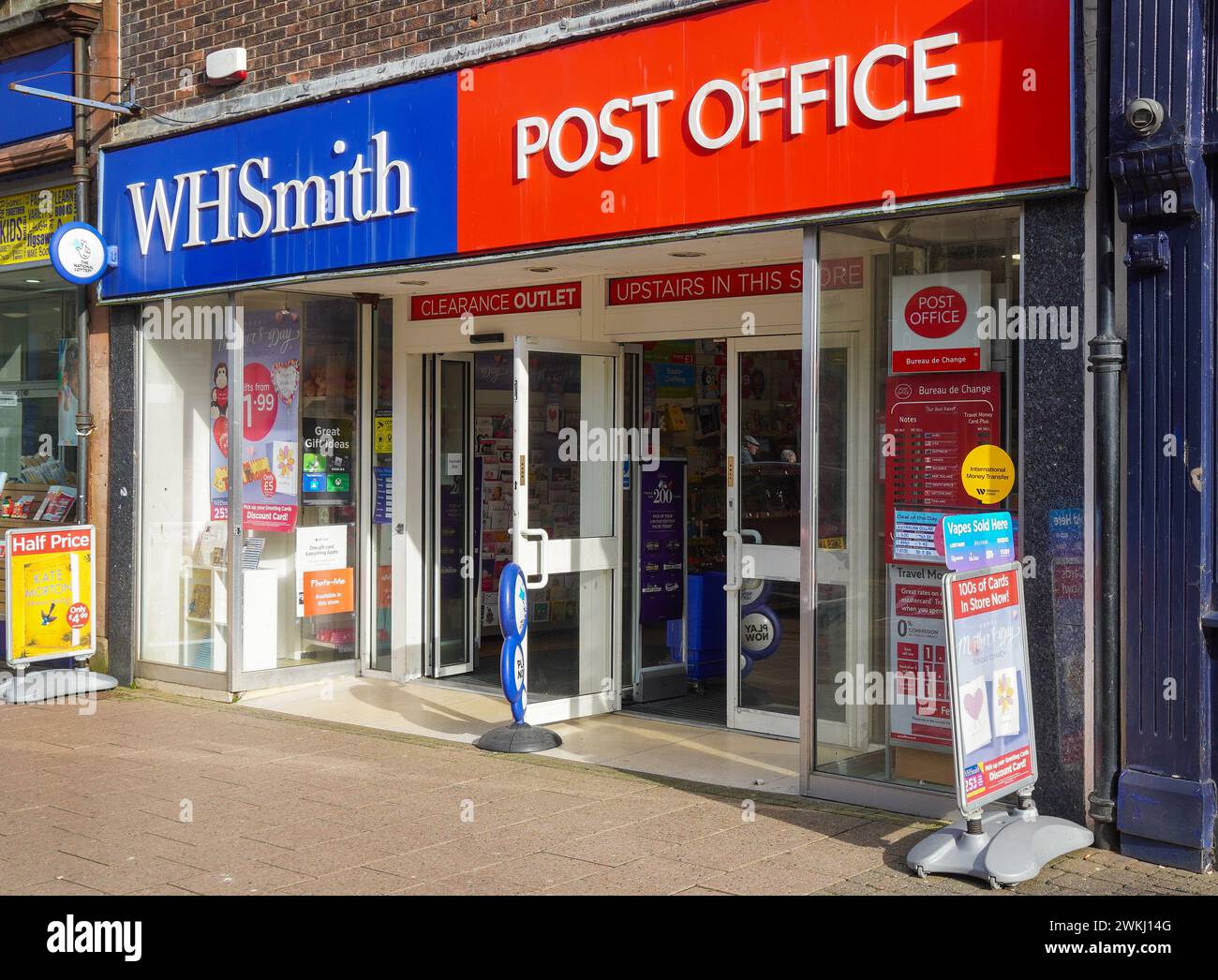 Exterior and entrance of the stationery shop and outlet W H SMITH and ...