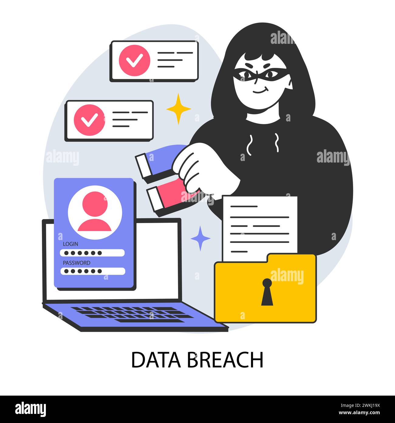 Data breach or leak. Confidential information database breakout ...