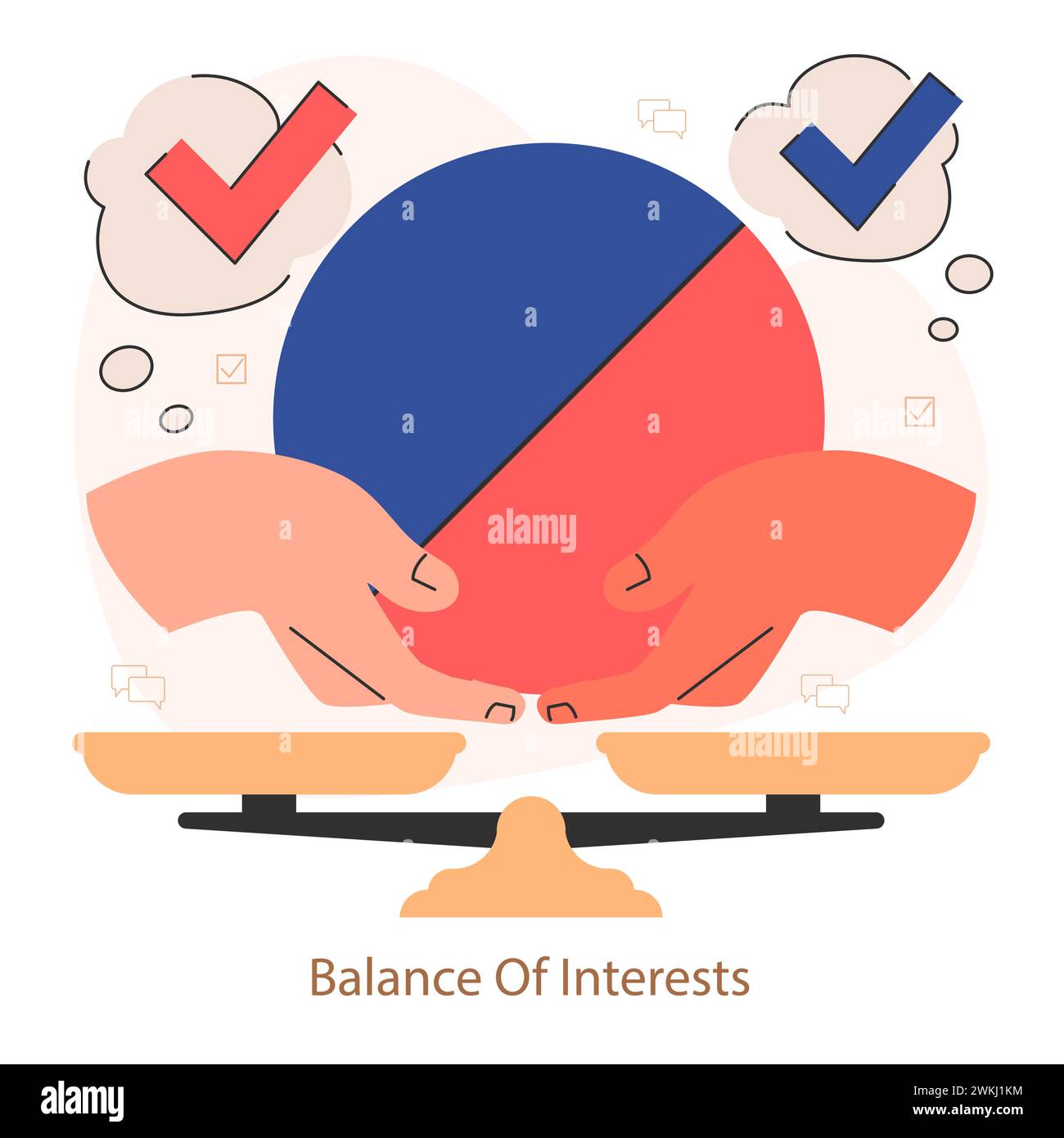 Balance of interests. Business deal or agreement. Signing a contract or ...