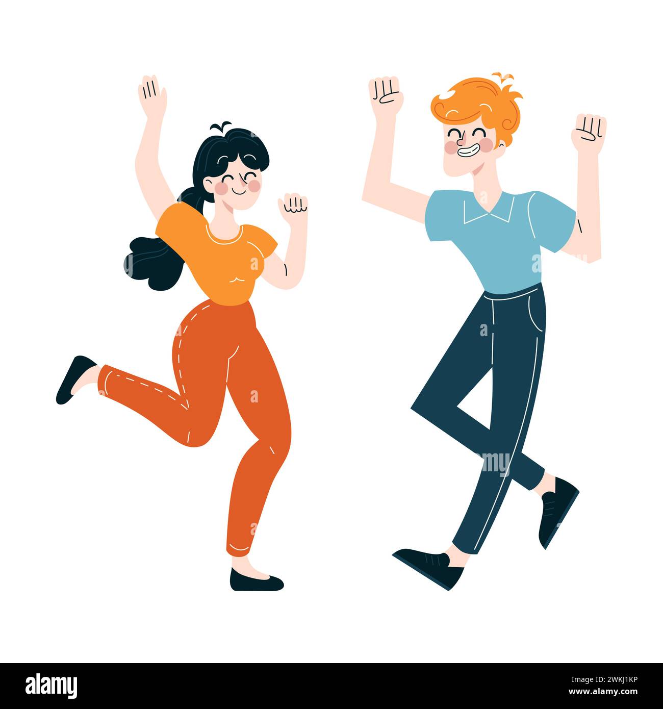 Workplace celebration concept. A pair of employees exuding joy with ...