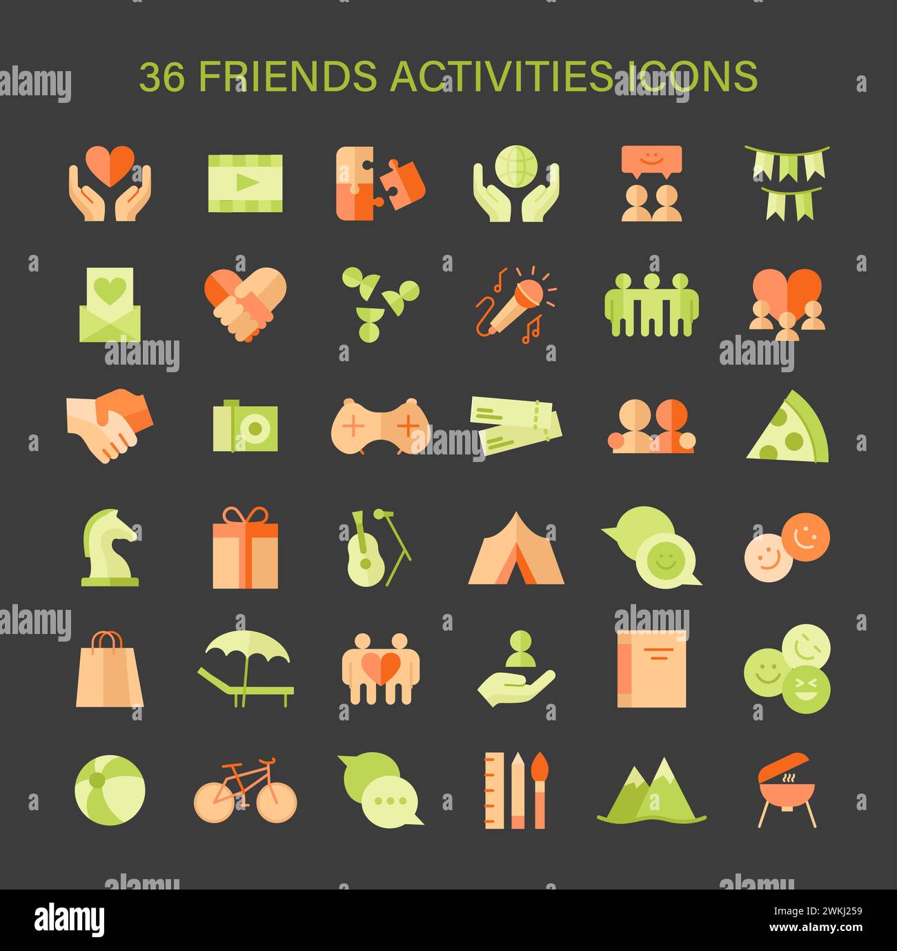Friends Activities set. Bonding moments and shared experiences. Leisure ...