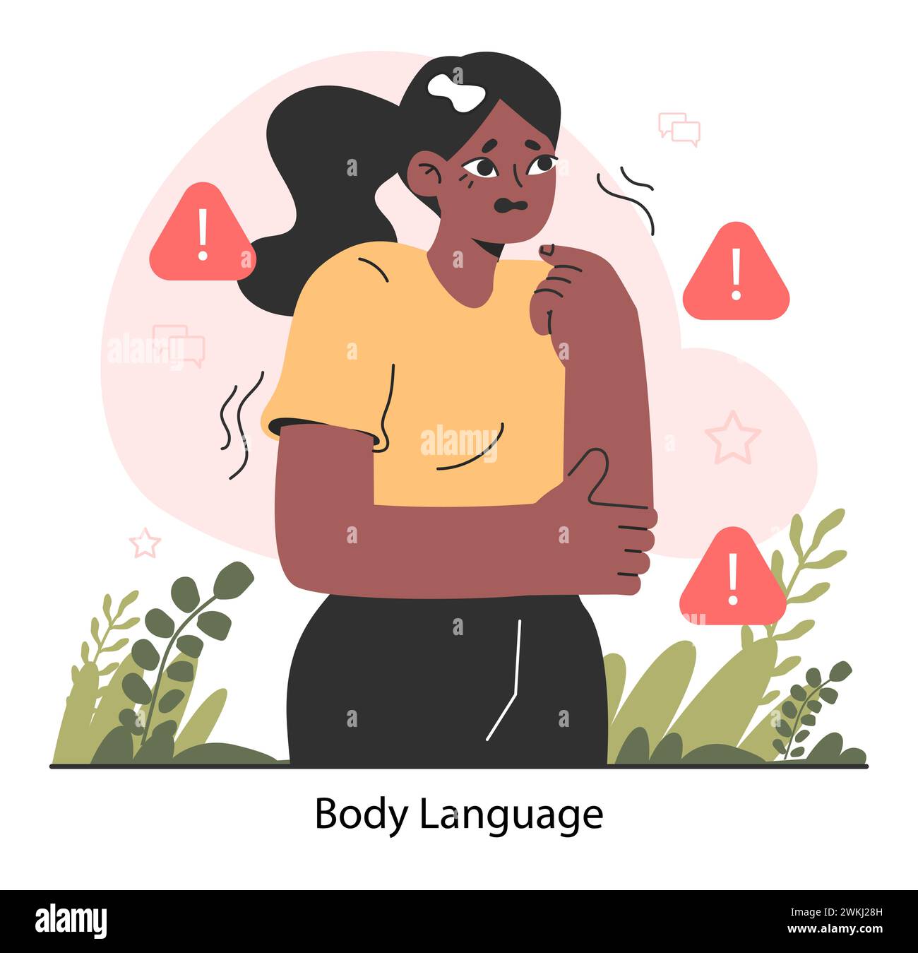 Neurosis. Scared woman body language, suffering from chronic stress and ...