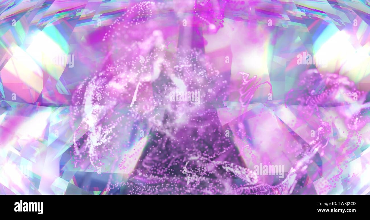 Image of purple shapes moving over crystal Stock Photo - Alamy