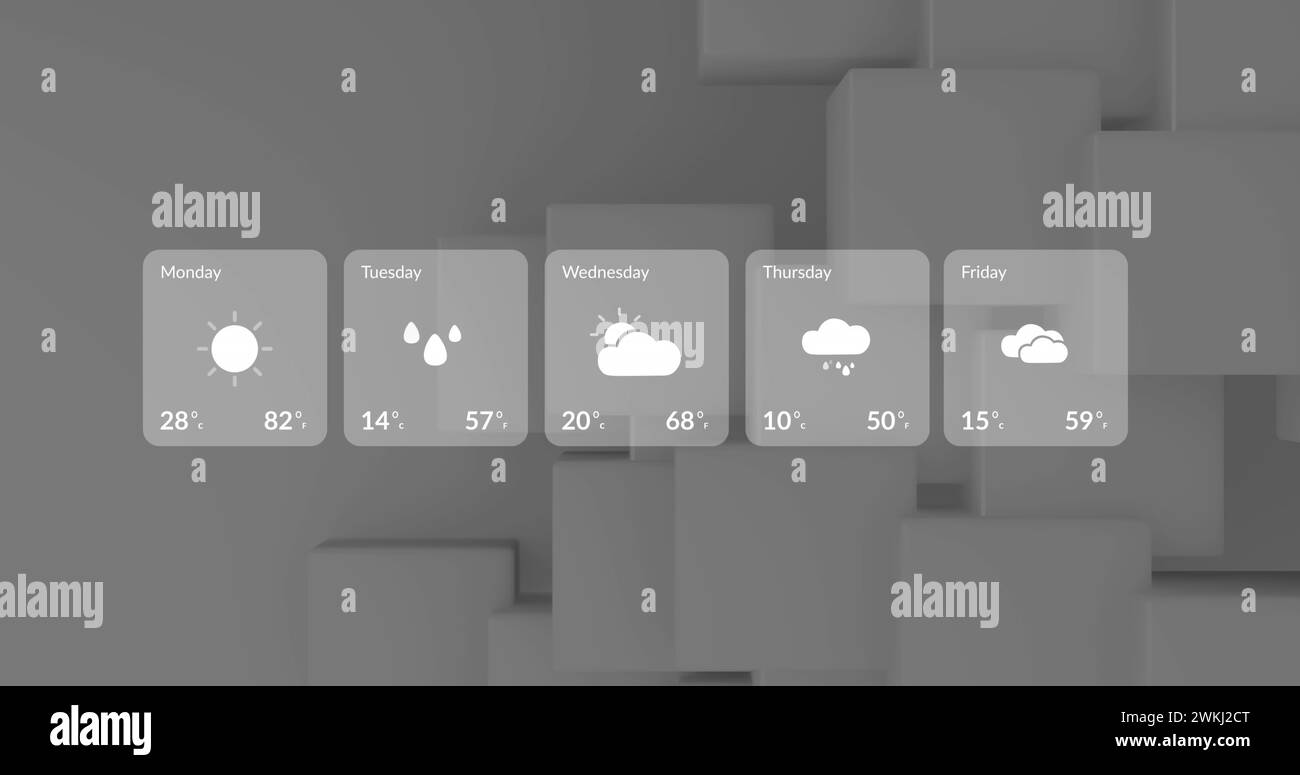 Image of weather screens and data processing over grey background ...