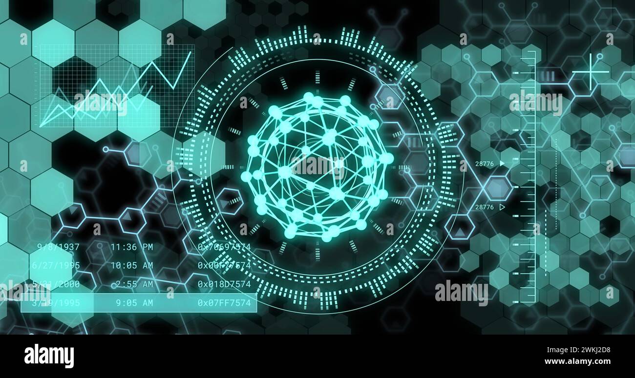 Image Of Scientific Data Processing Over Scope Scanning Global Science