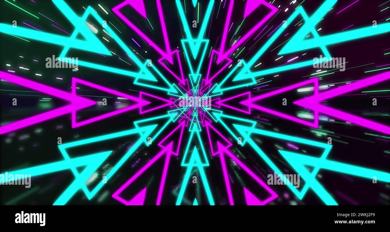 Image of neon green trails moving over arrows Stock Photo - Alamy