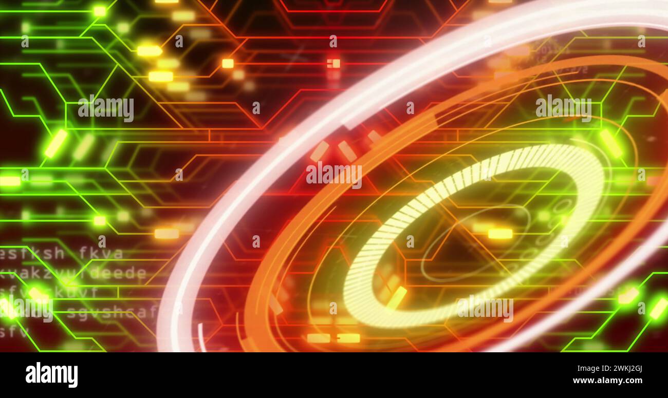 Image of scope scanning, data processing over computer circuit board Stock Photo - Alamy