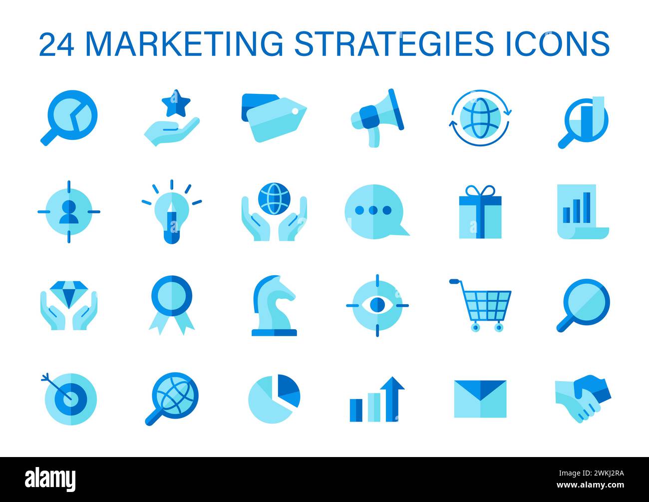 Marketing Strategies Icons Set. A collection of line icons representing ...