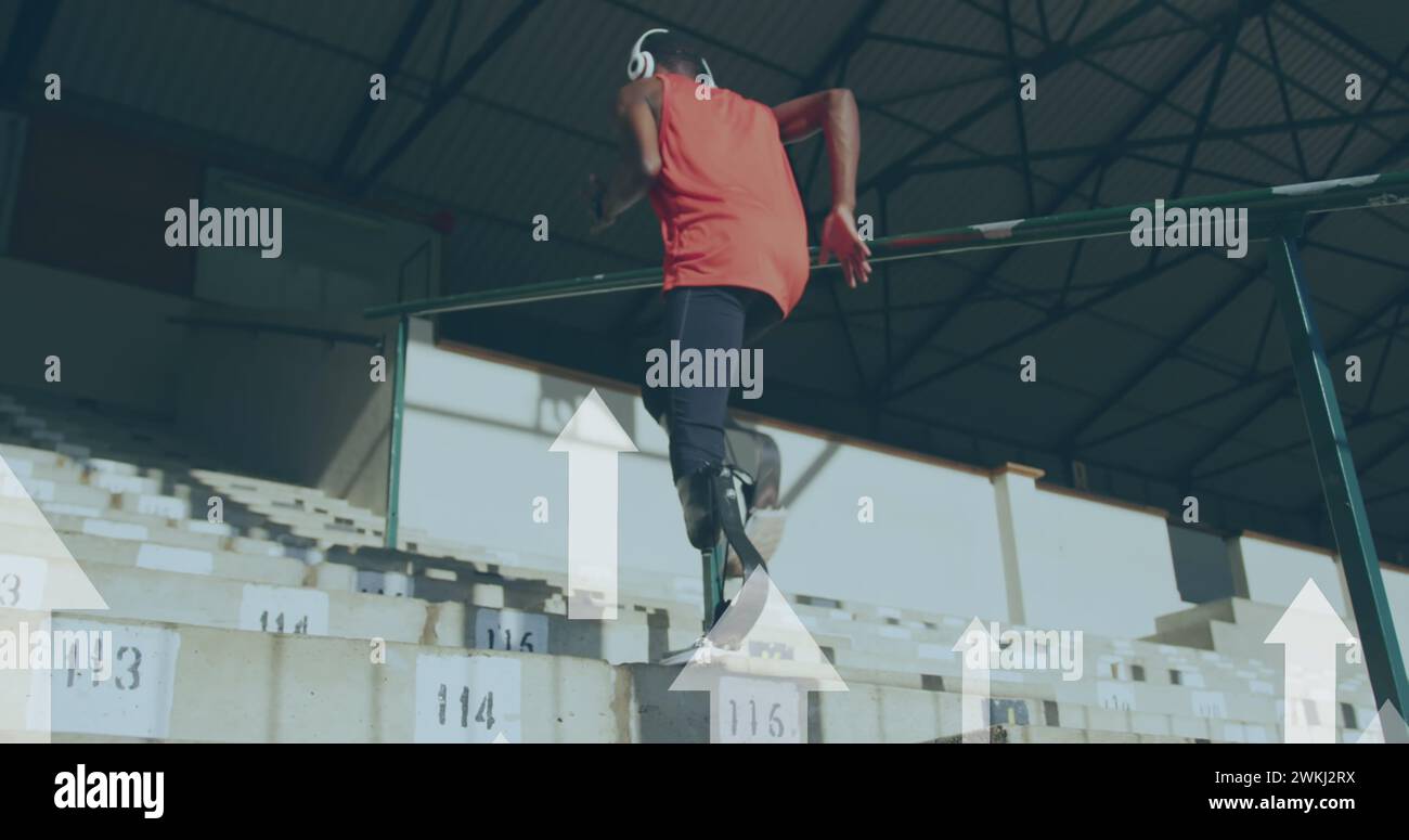 Image of arrows over disabled african american male runner Stock Photo ...