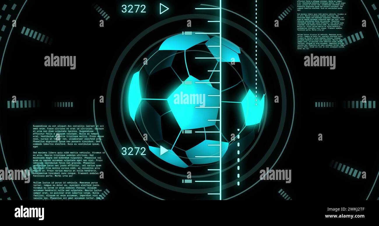 Image of scope scanning and data processing over digital football Stock ...
