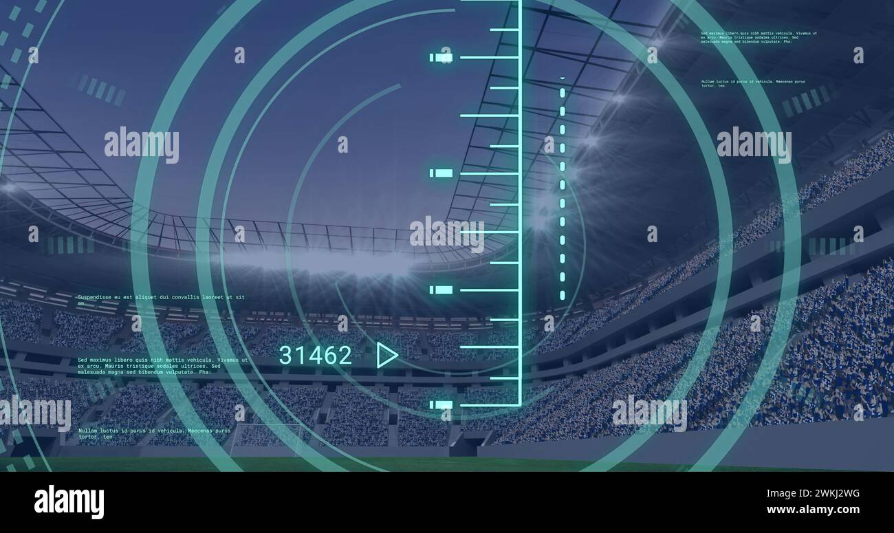 Image of scope scanning and data processing over sports stadium Stock ...