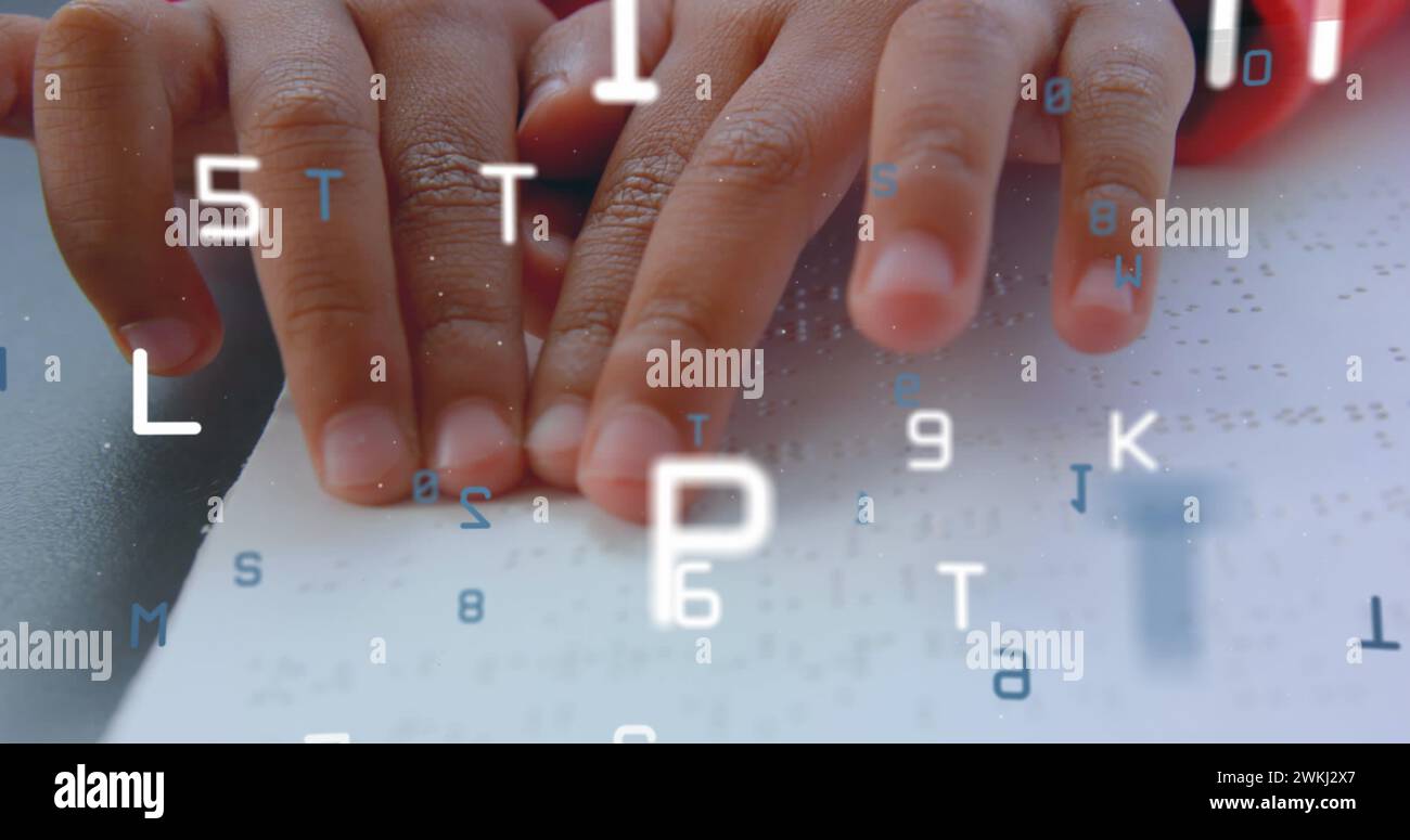 Image of letters over hands reading braille Stock Photo - Alamy