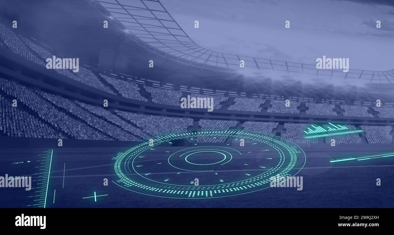 Image of scope scanning and data processing over sports stadium Stock ...
