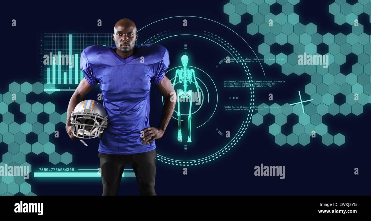 Image of scope scanning and data processing over african american male ...