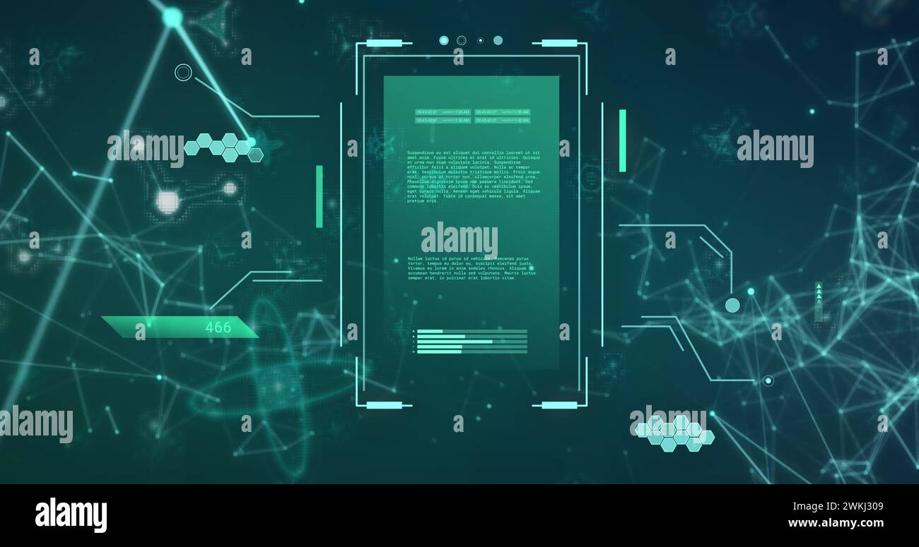 Image of data processing and network of connections over shapes Stock ...