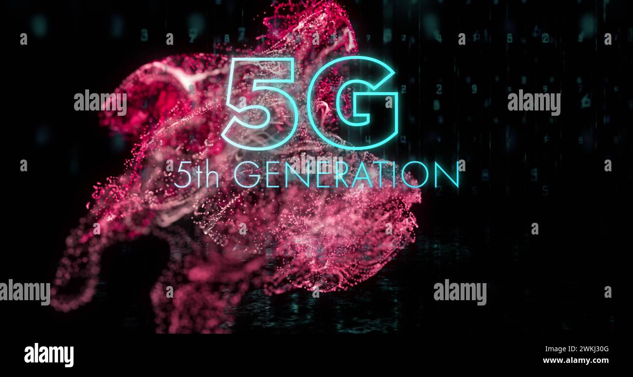 Image of 5th generation text over glowing moving wave Stock Photo - Alamy