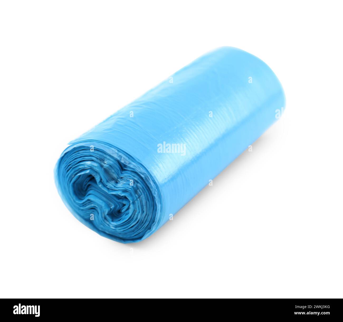Roll of light blue garbage bags isolated on white Stock Photo - Alamy