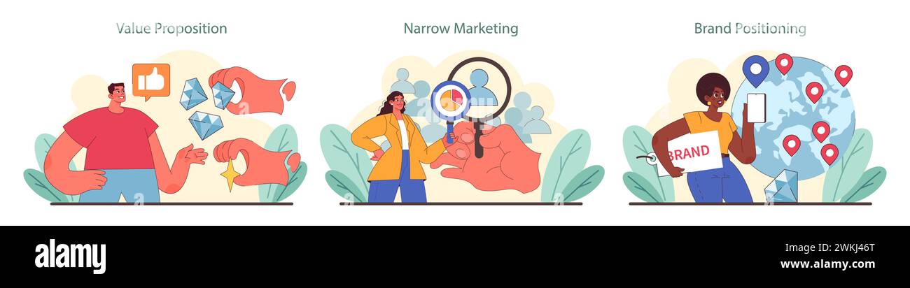Brand strategy set. Showcasing value proposition, exploring narrow ... Brand strategy set. Showcasing value proposition, exploring narrow ...