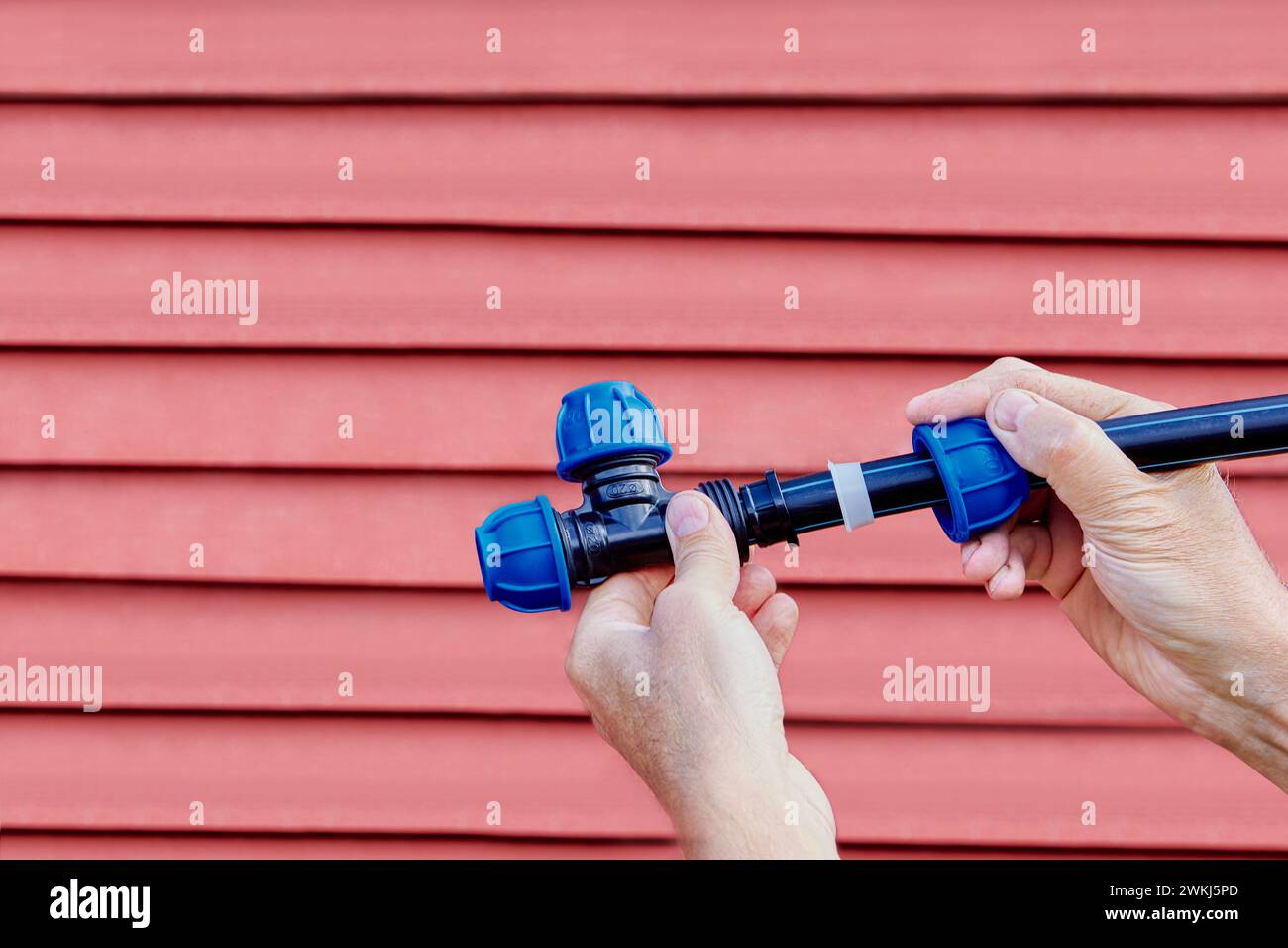 Installation of an external plumbing system using triple compression ...