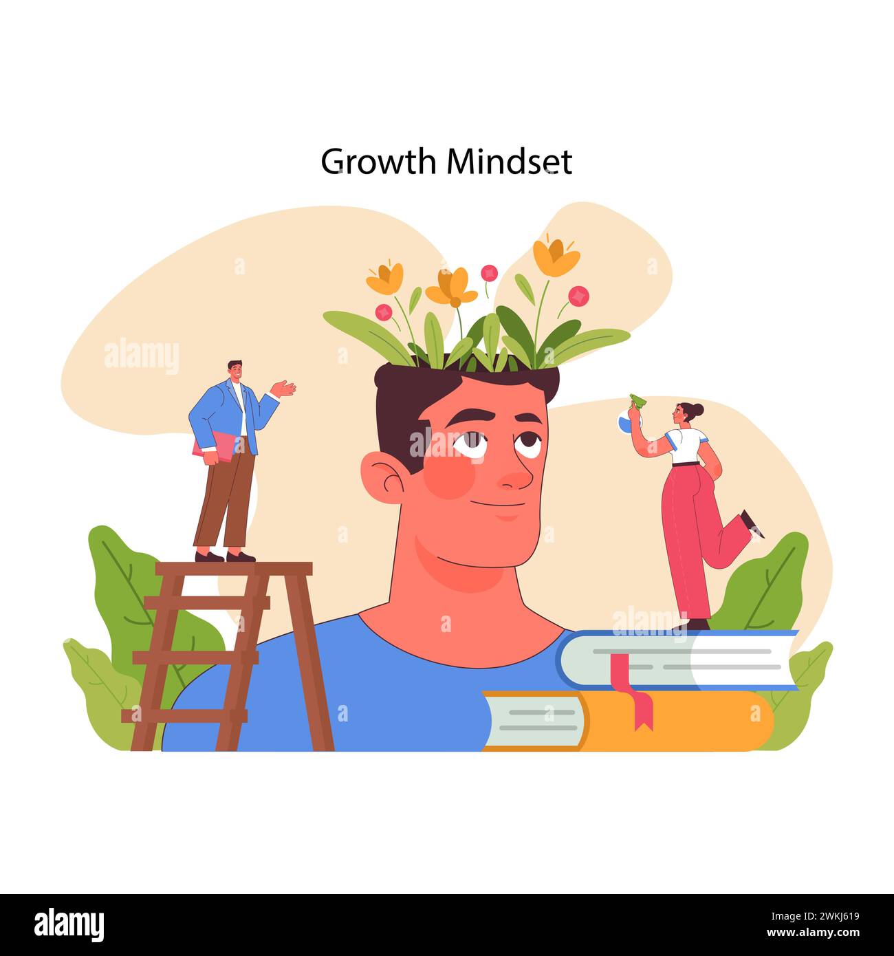 Woman watching man garden Stock Vector Images - Alamy