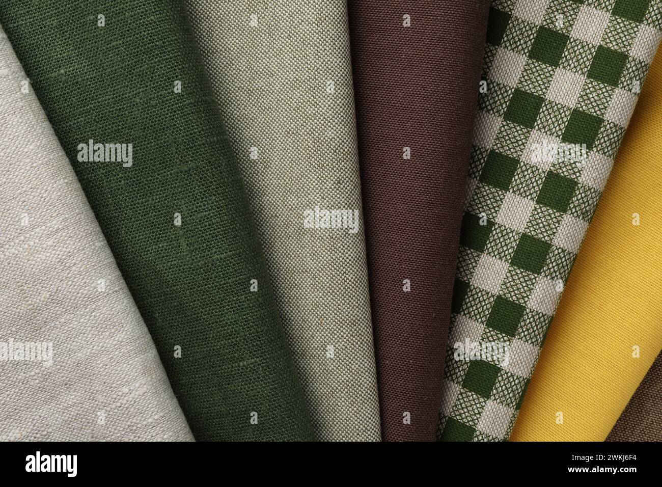 Many different fabrics as background, top view Stock Photo - Alamy