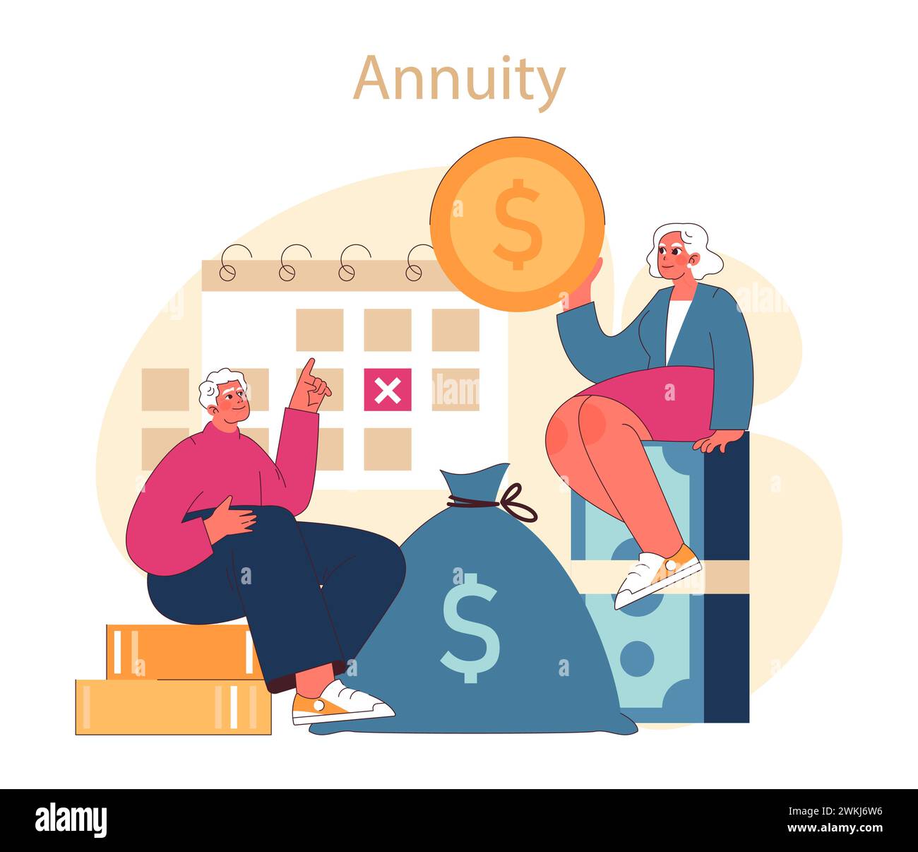 Annuity Investment concept. Elderly couple secures their future with ...