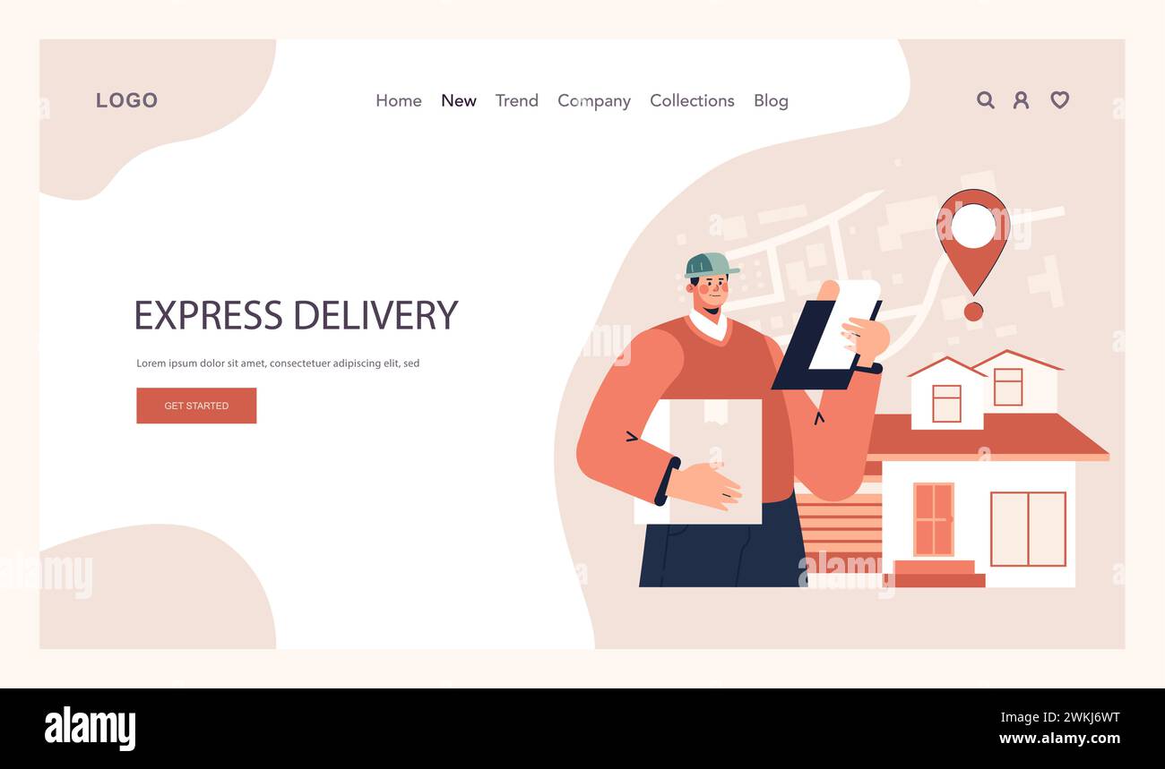 Delivery of goods web banner or landing page set. Warehousing ...