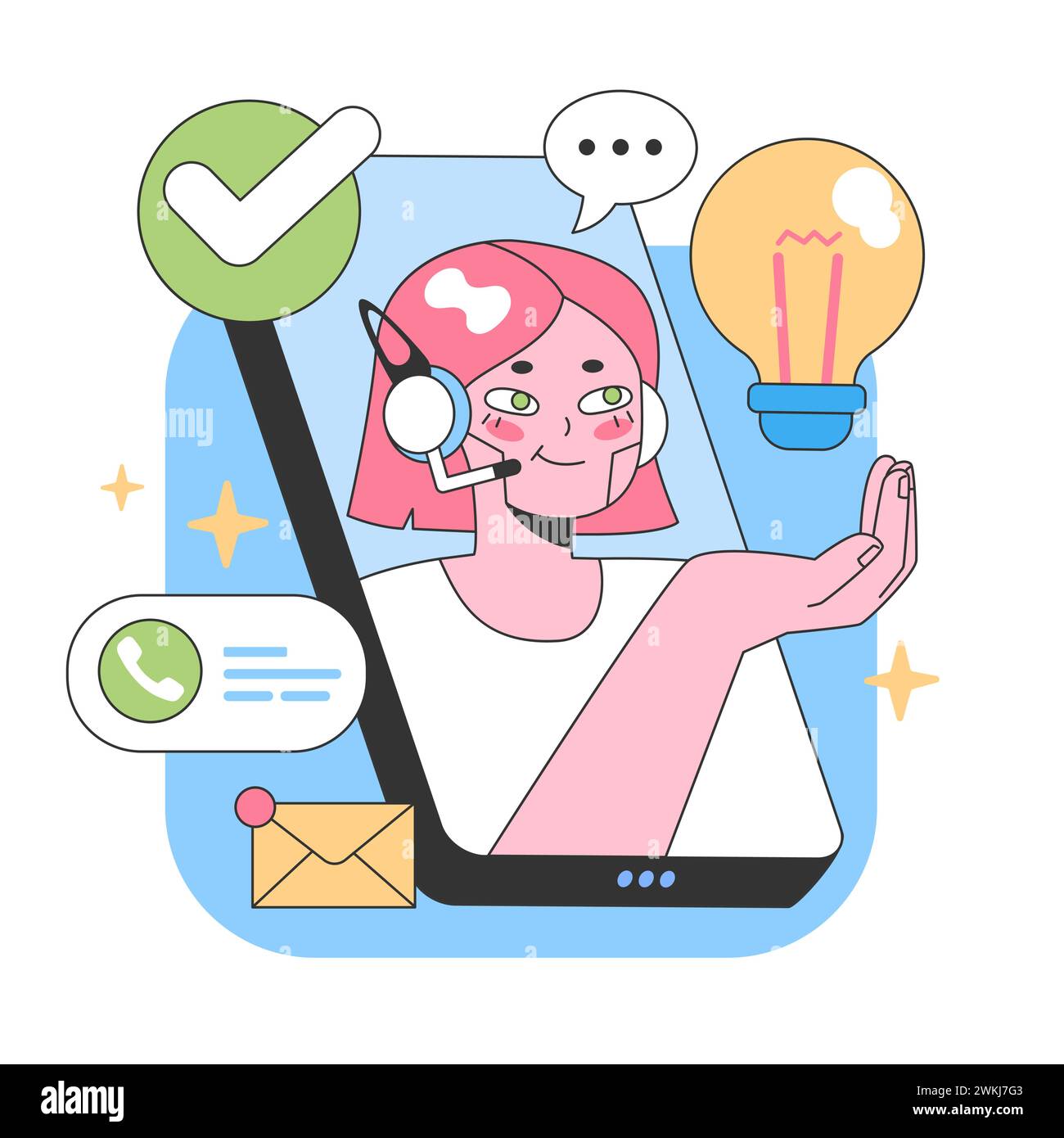 Virtual assistant emerges from smartphone screen, offering solutions ...