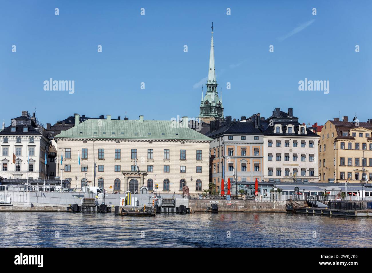Waterfront by Skeppsbrokajen (quay) and Slussen ferry terminal with ...