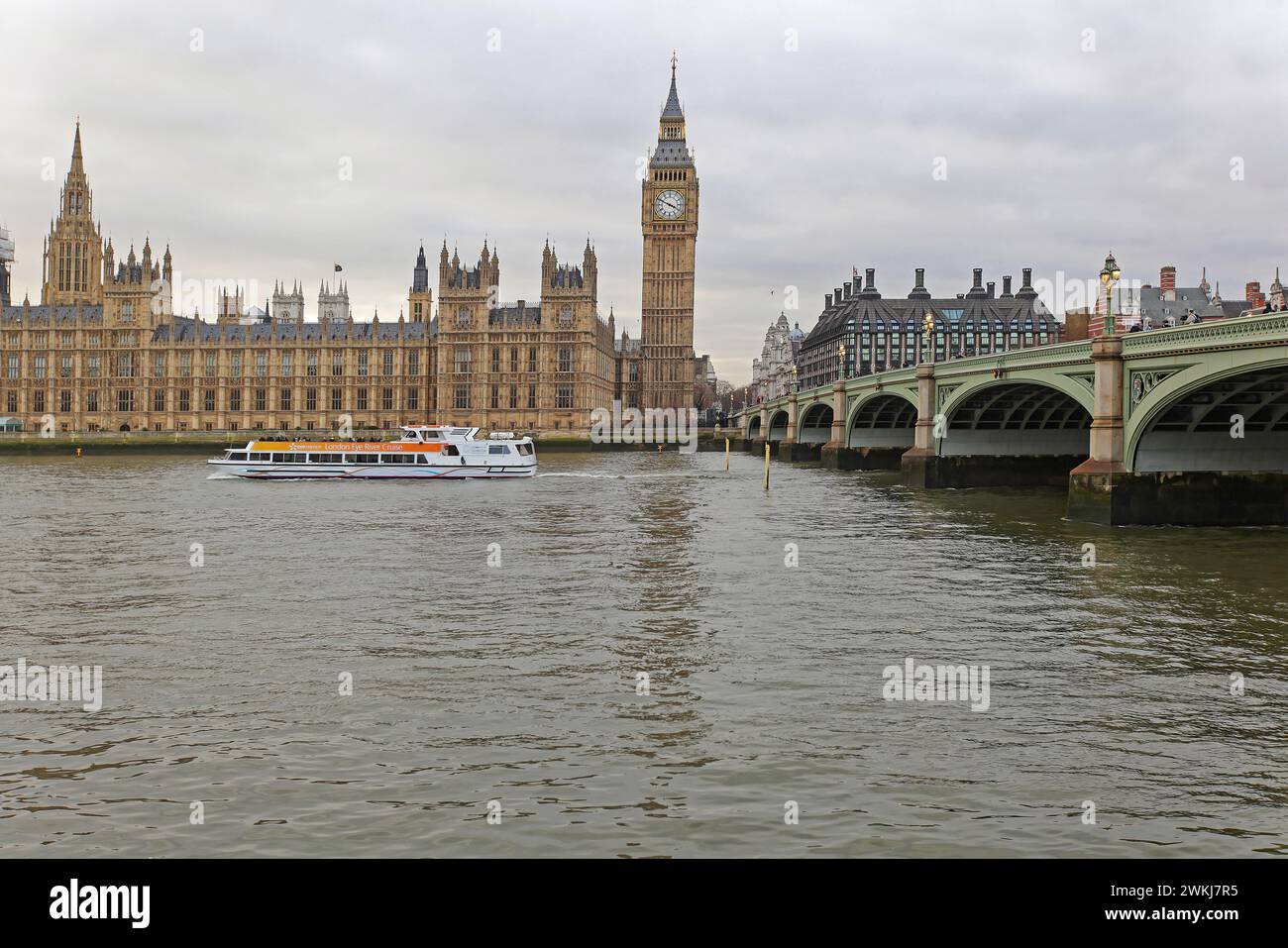 London, United Kingdom - January 26, 2013: Tourist Boat at River Thames ...