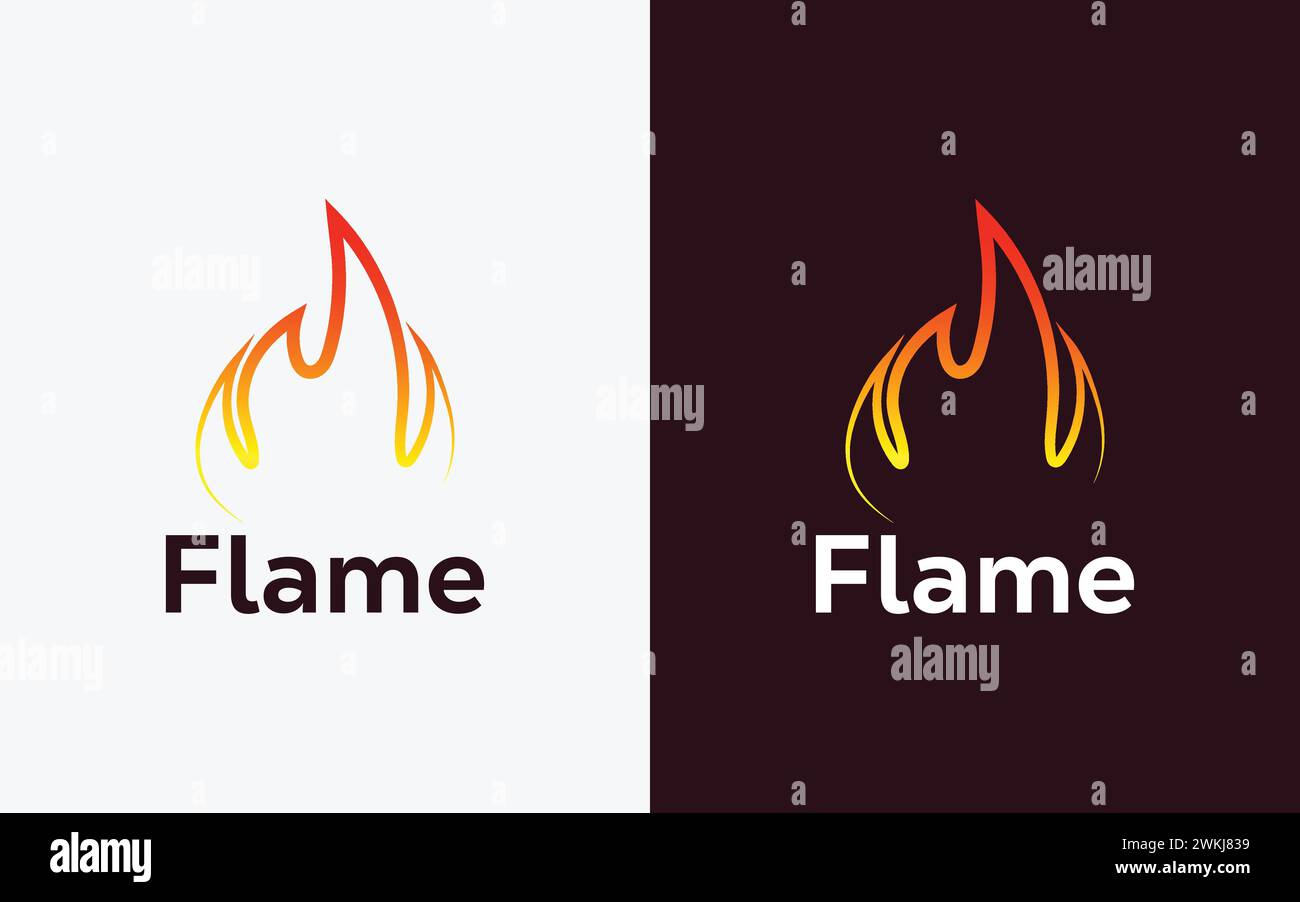 Minimalist Fire Flame logo design vector template. Modern colorful Fire ...