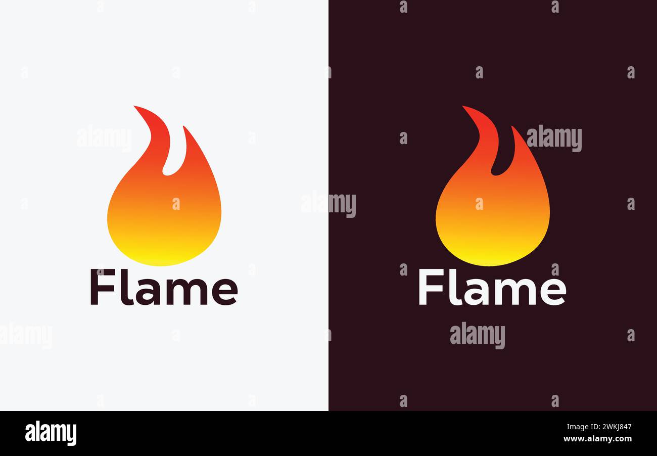 Minimalist Fire Flame logo design vector template. Modern colorful Fire ...