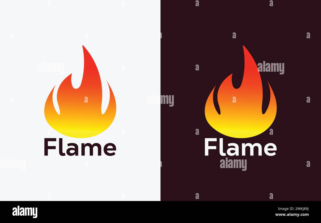 Minimalist Fire Flame logo design vector template. Modern colorful Fire ...
