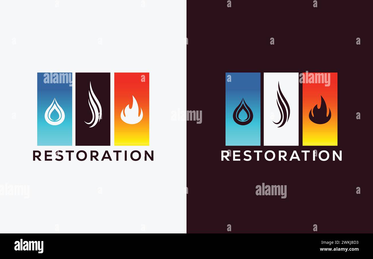 Minimalist Restoration company vector logo for Fire Flame , drop and ...