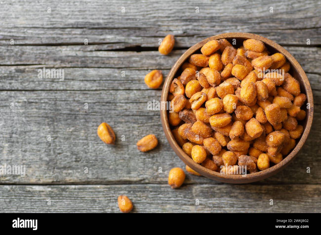Roasted salted Corn Nuts with Spice and Sauce in bowl, Nut concept ...