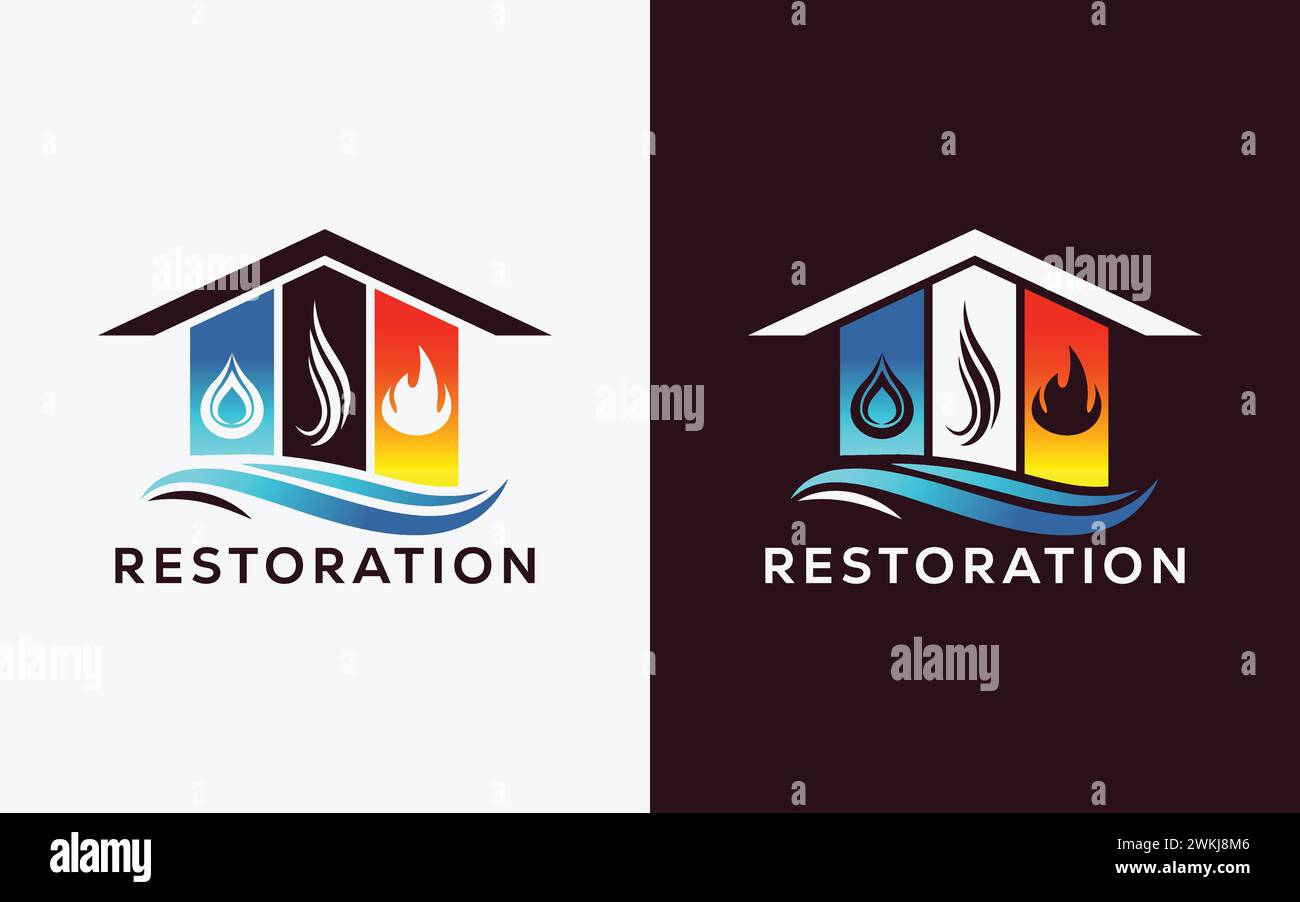 Minimalist Restoration company vector logo for Fire Flame , drop and ...