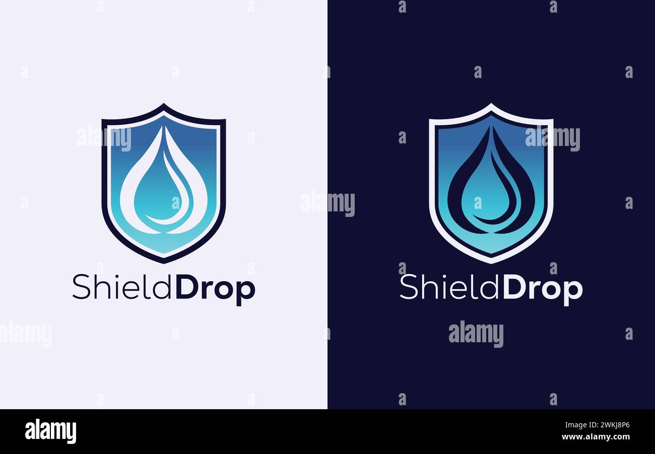 Minimalist Drop and shield vector logo. Modern colorful Drop and shield ...