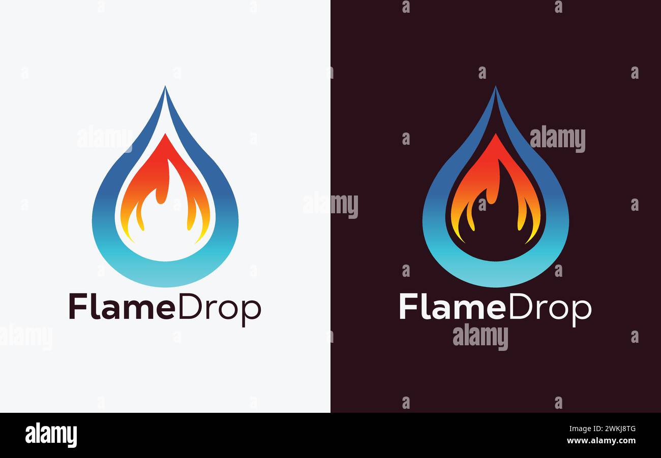 Minimalist Fire Flame drop logo design vector template. Modern colorful Fire Flame drop vector ...