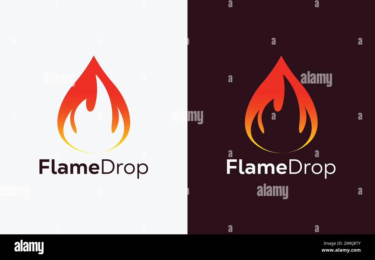 Minimalist Fire Flame drop logo design vector template. Modern colorful ...