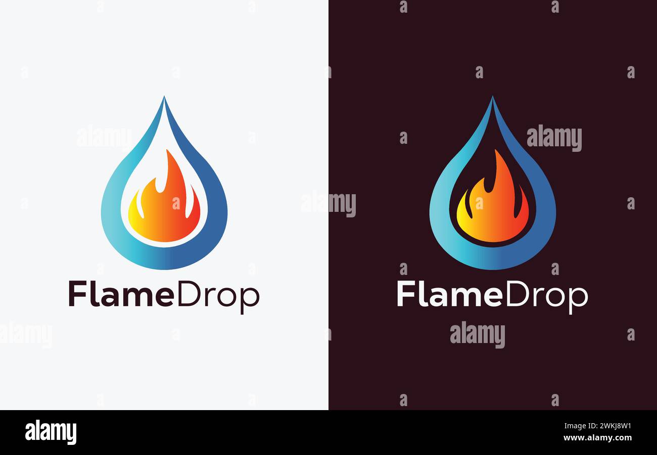 Minimalist Fire Flame drop logo design vector template. Modern colorful Fire Flame drop vector ...