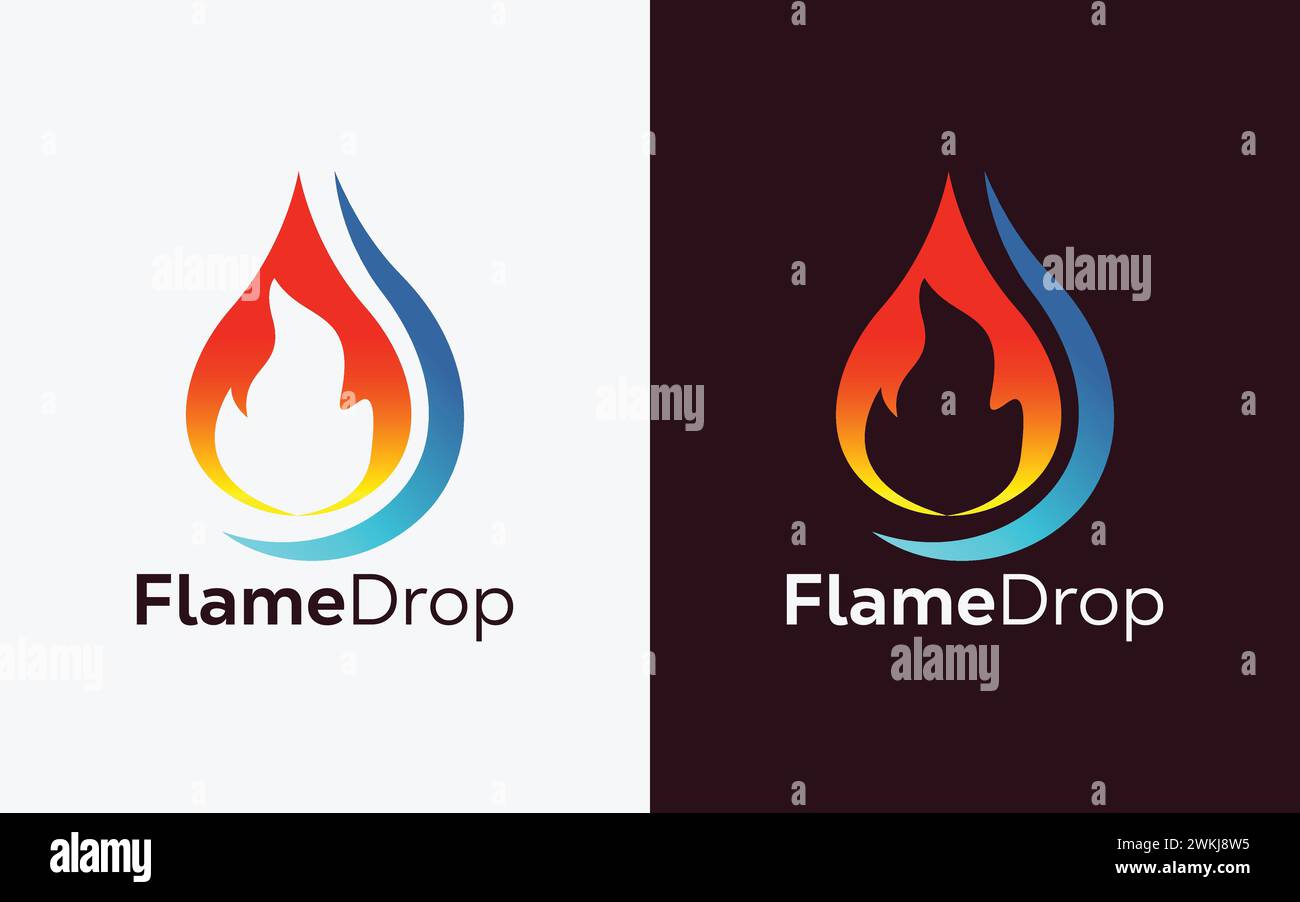 Minimalist Fire Flame drop logo design vector template. Modern colorful ...