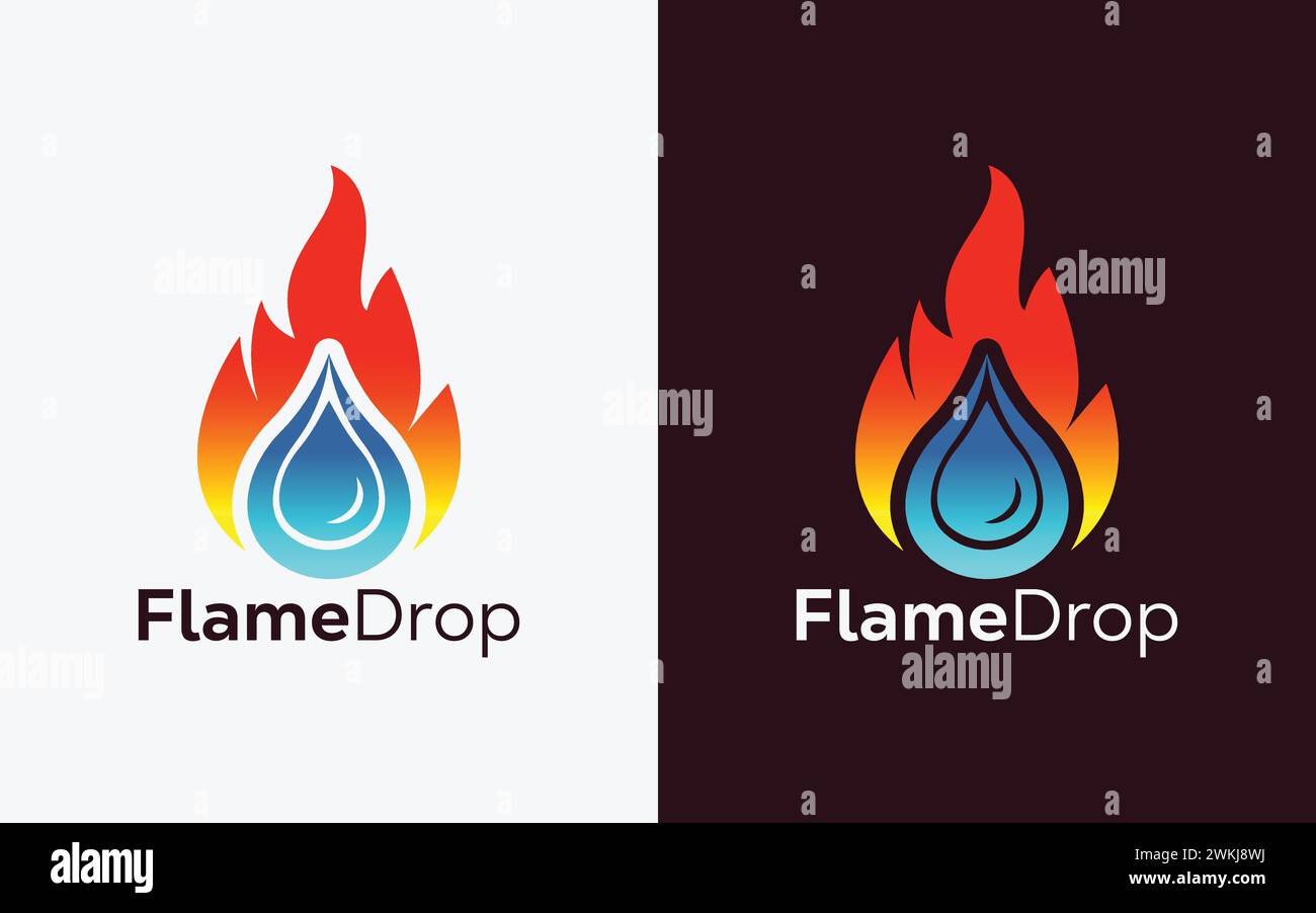 Minimalist Fire Flame drop logo design vector template. Modern colorful ...