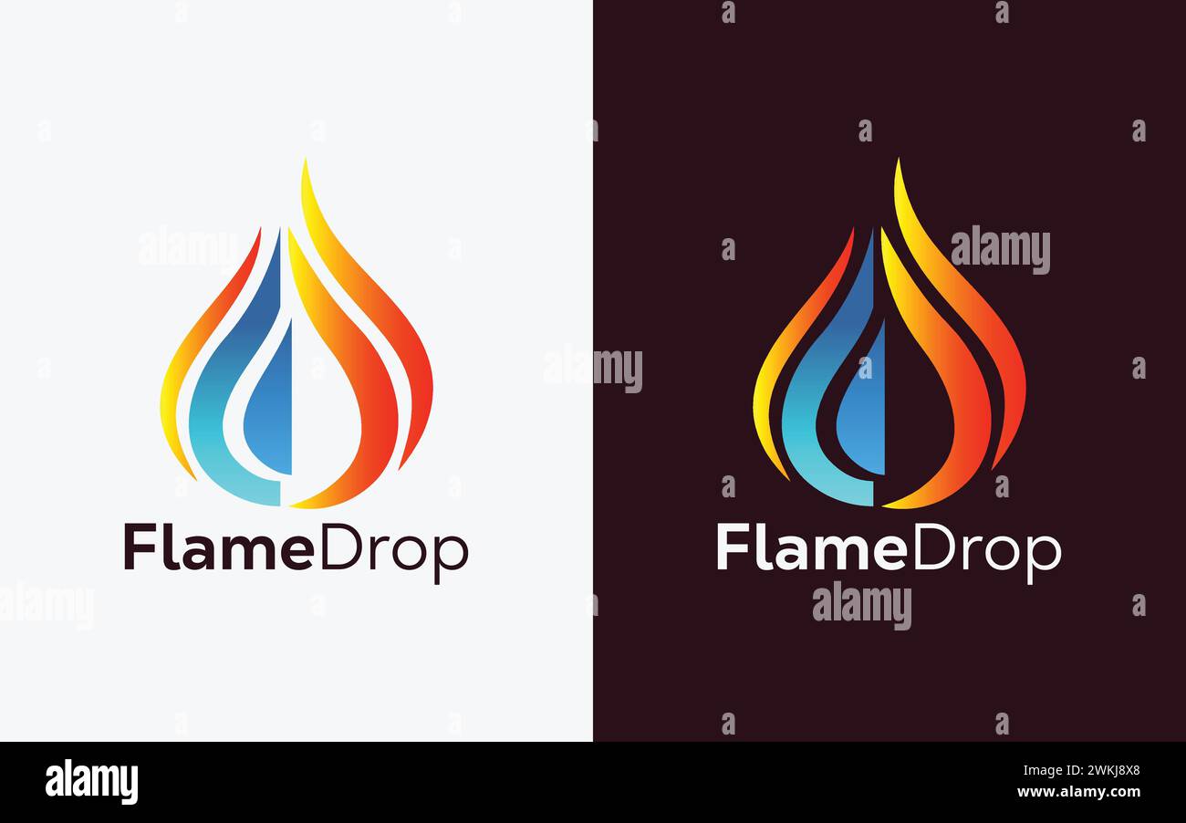 Minimalist Fire Flame drop logo design vector template. Modern colorful ...