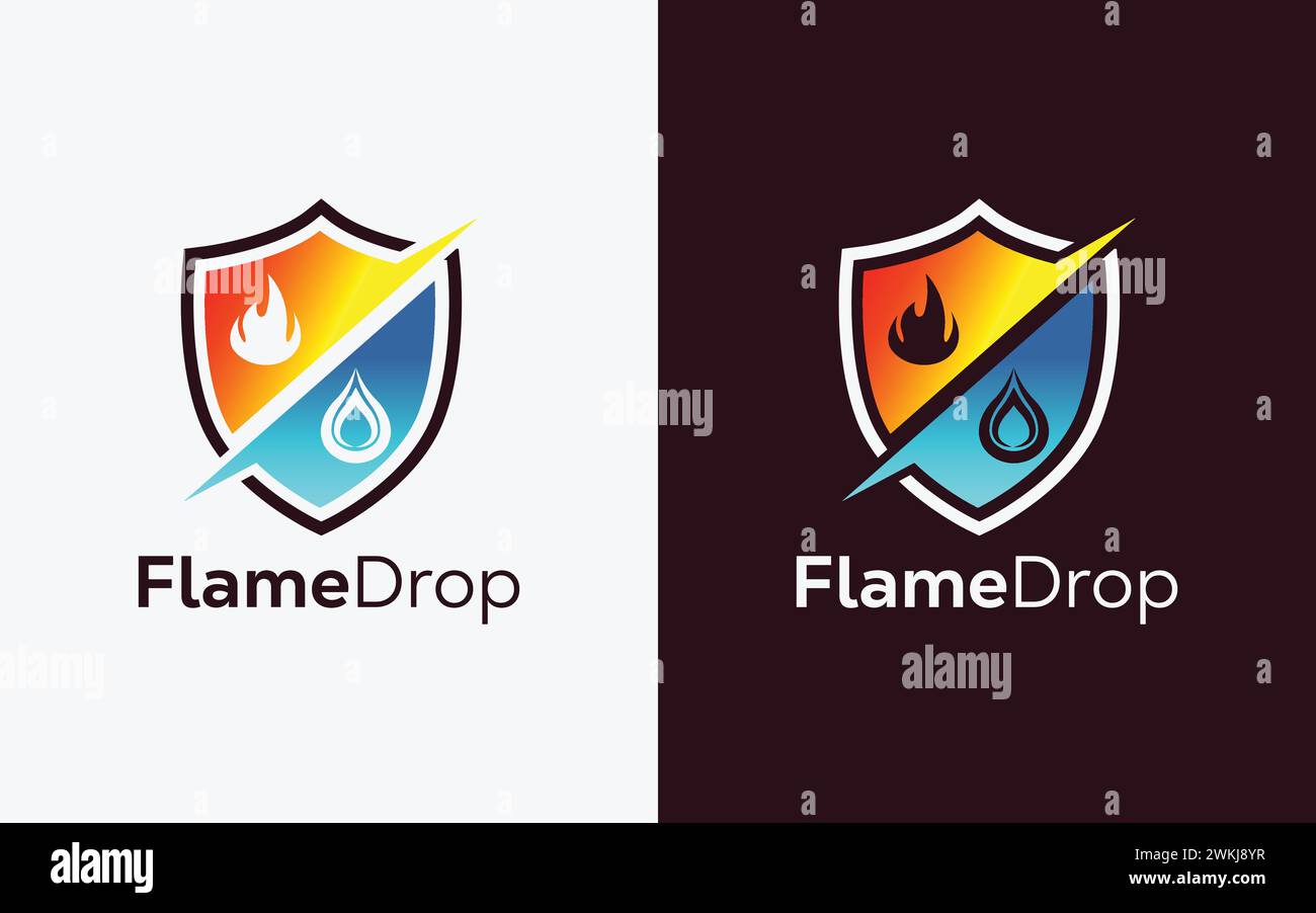 Minimalist Fire Flame drop logo design vector template. Modern colorful ...