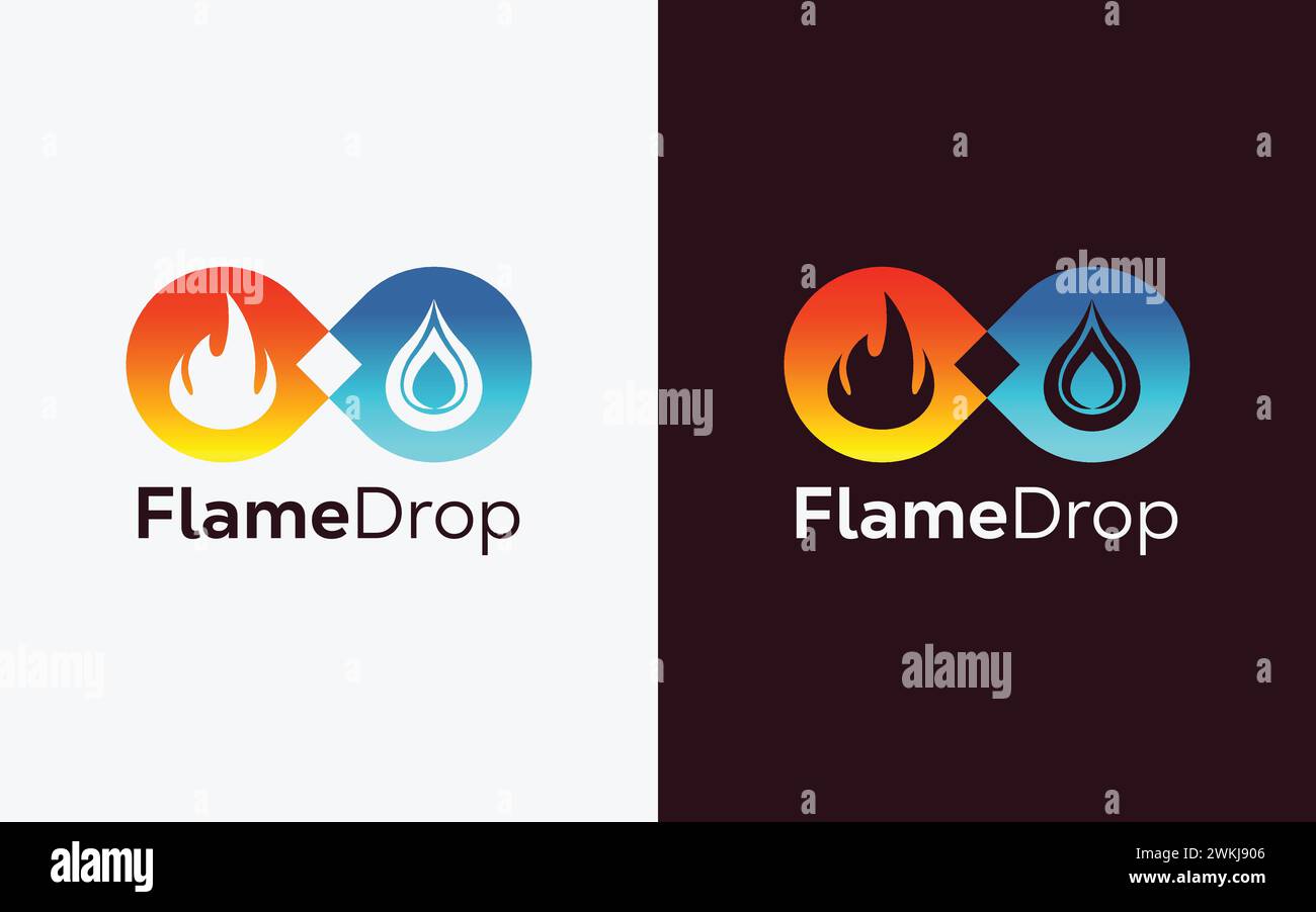 Minimalist Fire Flame drop logo design vector template. Modern colorful ...