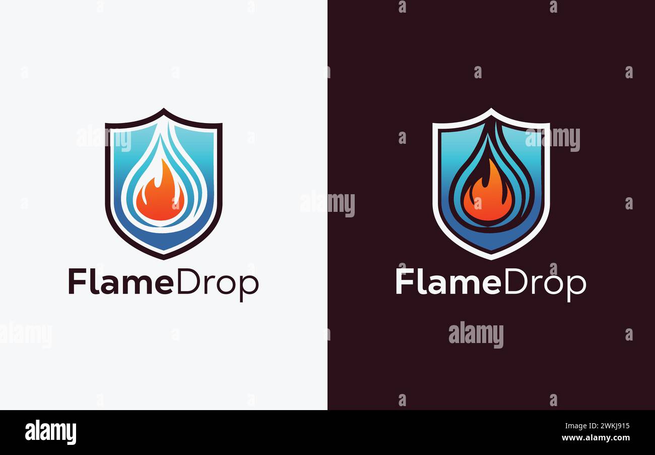 Minimalist Fire Flame drop logo design vector template. Modern colorful ...