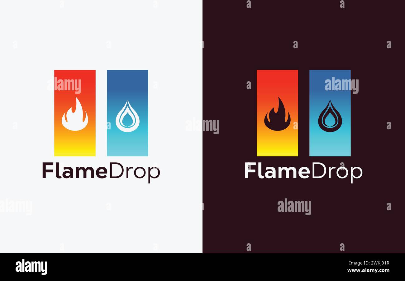 Minimalist Fire Flame drop logo design vector template. Modern colorful ...