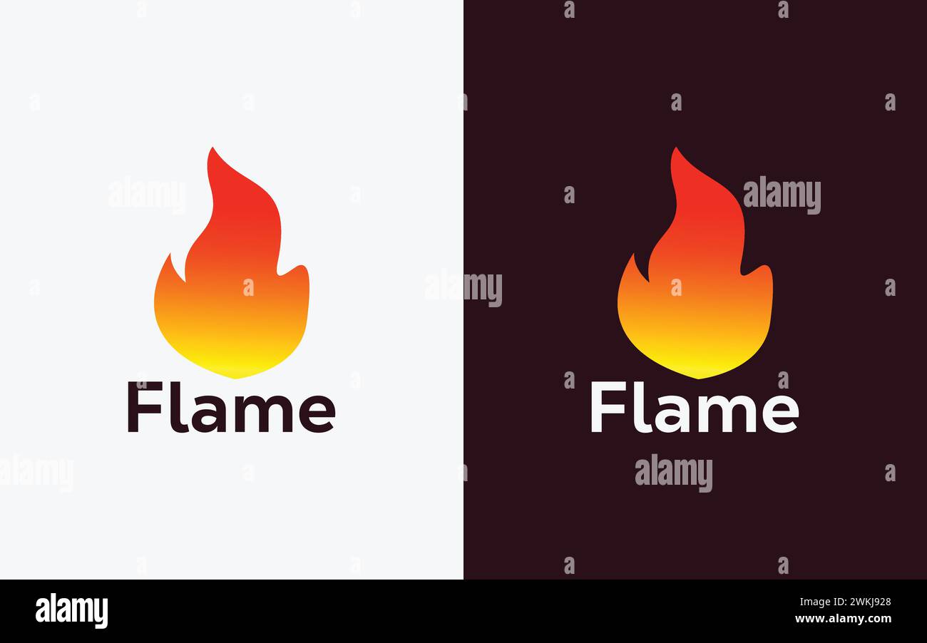 Minimalist Fire Flame logo design vector template. Modern colorful Fire ...